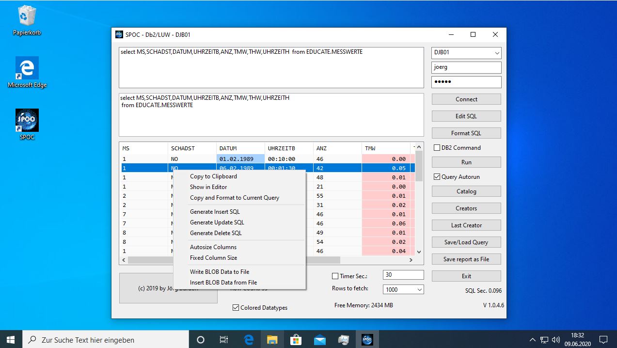 Db2 database sql query tool - SPOC - Sql Processing On Click - Jörg Burdorf
